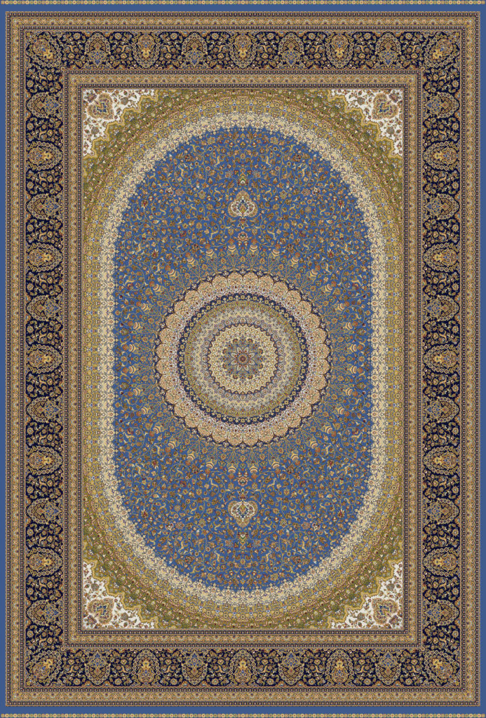 INDIA ART SILK NAIN BLUE/IVORY Q2007-45 - 5 X 8, 8 X 11 - Texas Rug Gallery